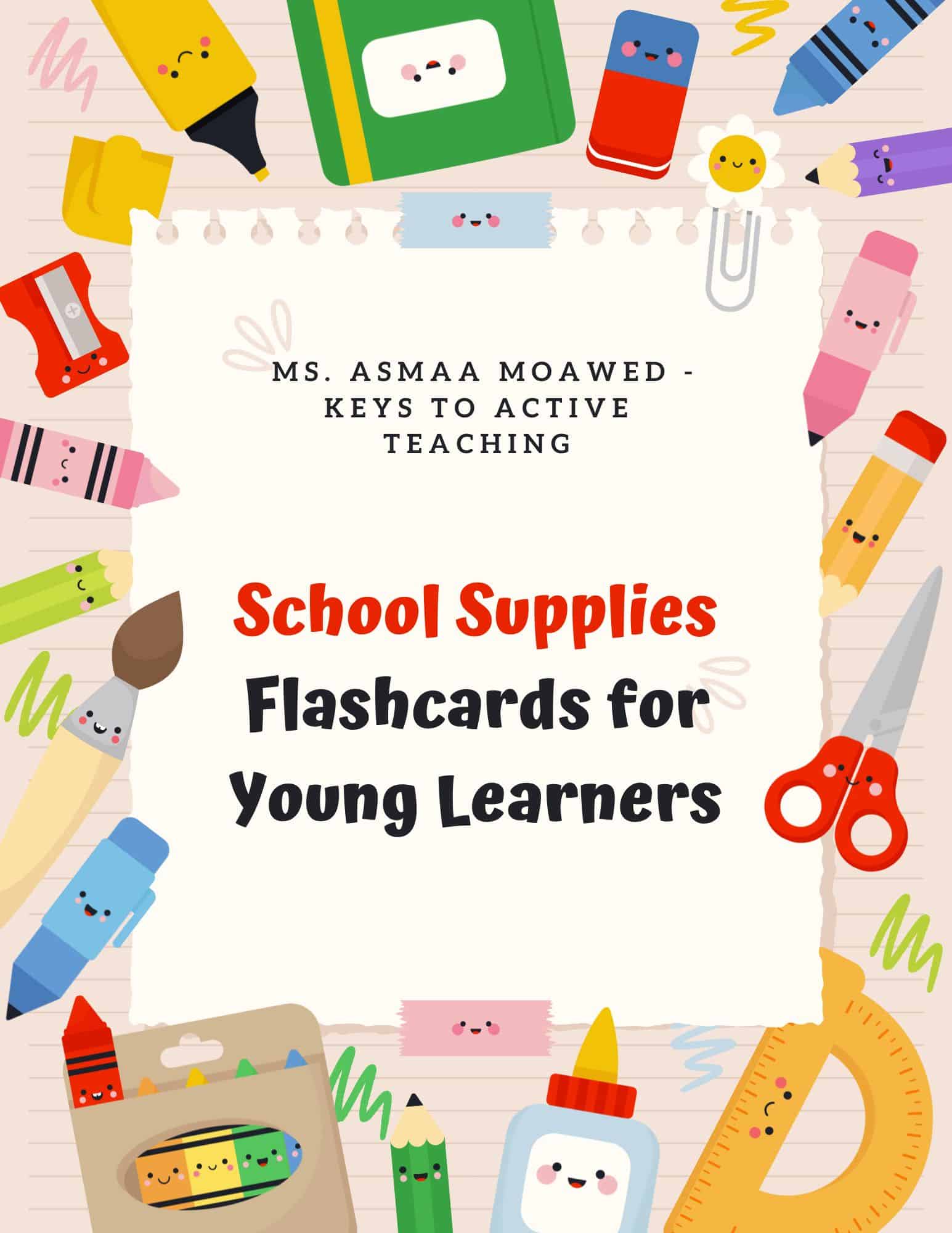 School Supplies Flashcards for Young Learners | Komersyo